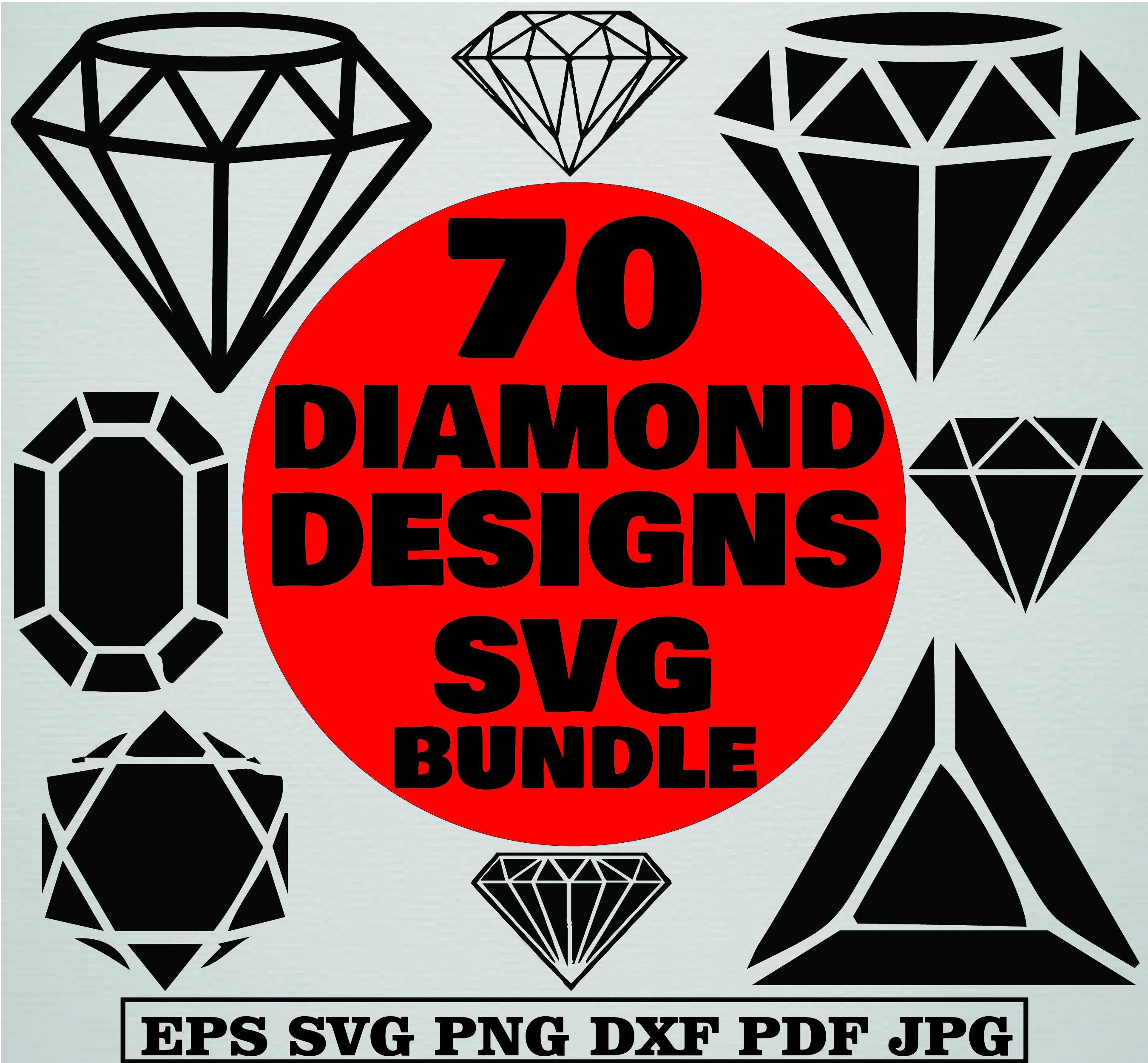 Diamond Svg Bundle, Diamond Clipart, Diamond Silhouette, Diamond Cut ...