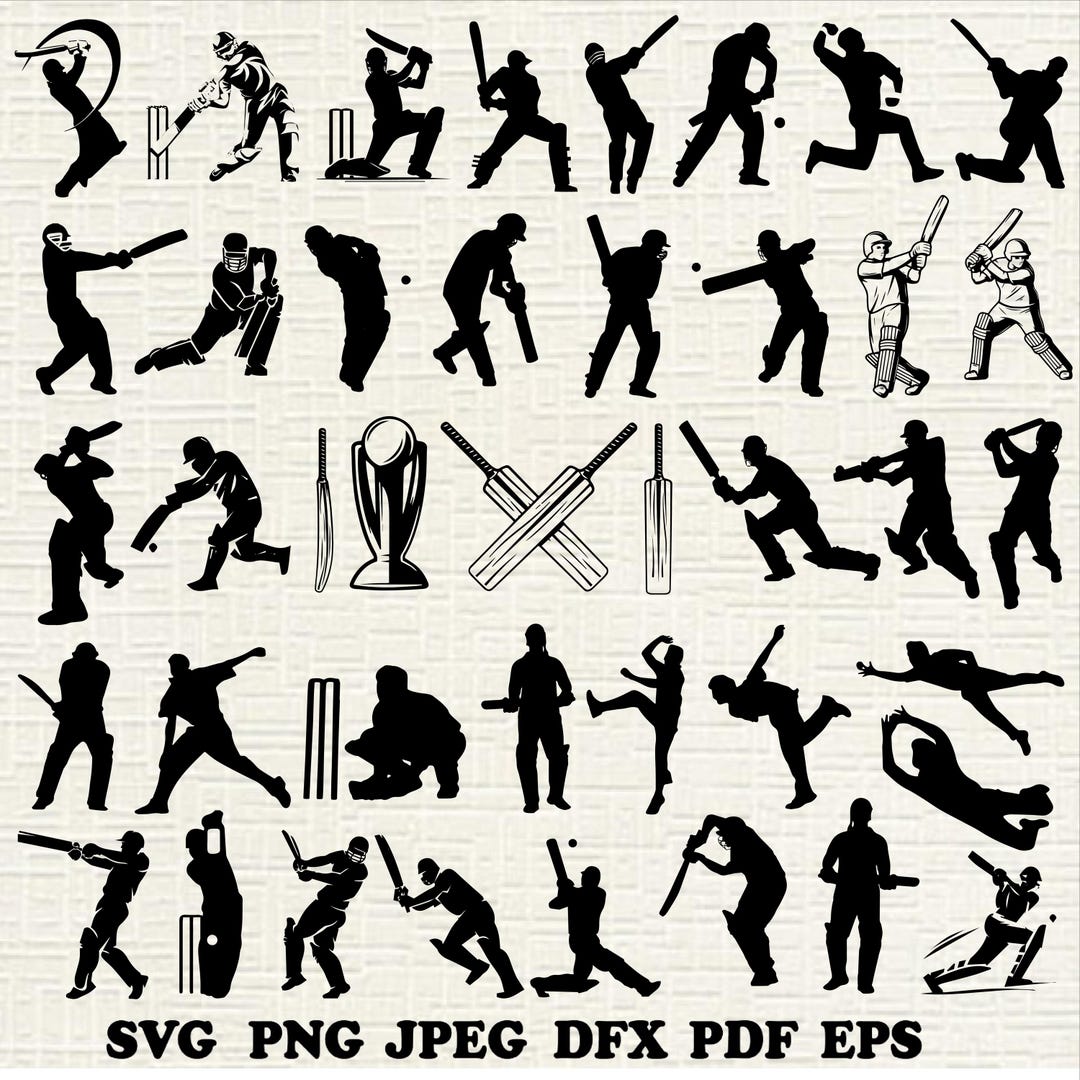 Cricket Svg Bundle, Cricket Player Svg, Cricket Clipart, Cricket Cut ...