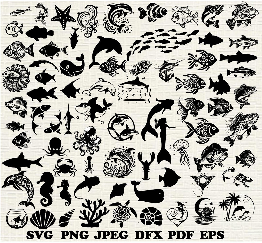 Fish Svg Bundle, Fish Clipart, Fish Cut Files for Circut, Fishing Svg ...