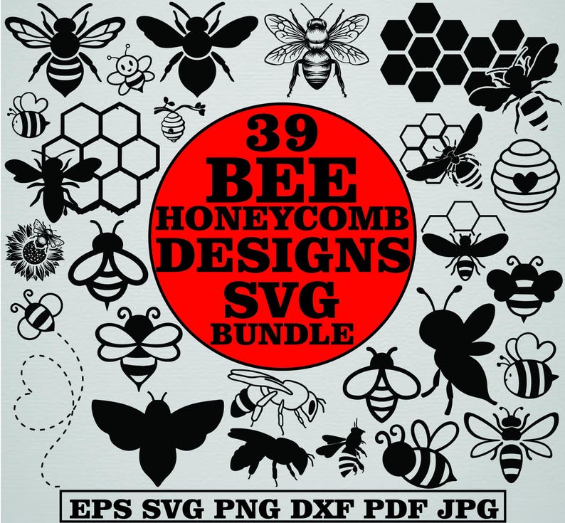 Bee Svg Bundle, Honeycomb Svg, Queen Bee Svg, Bee Clipart, Bee ...