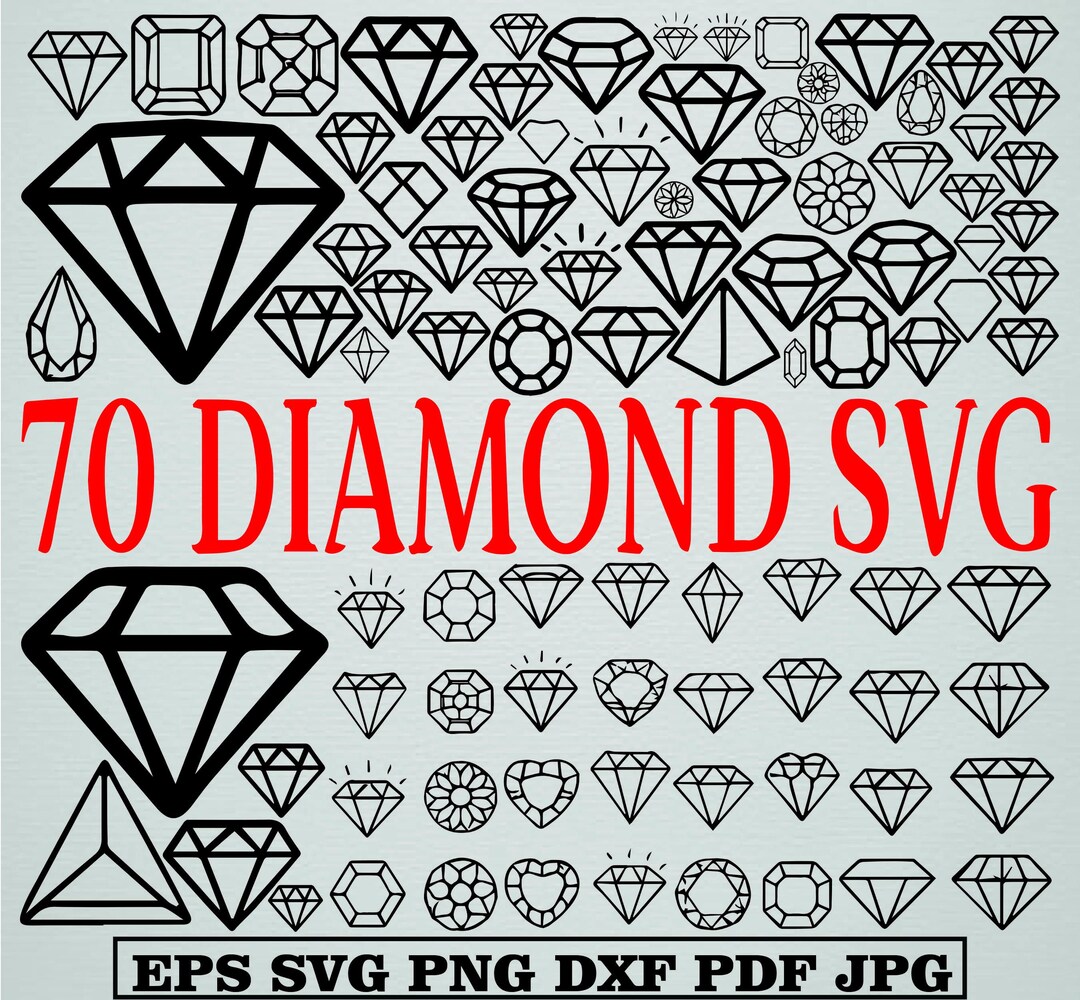 Diamond Svg Bundle, Diamond Clipart, Diamond Silhouette, Diamond Cut ...