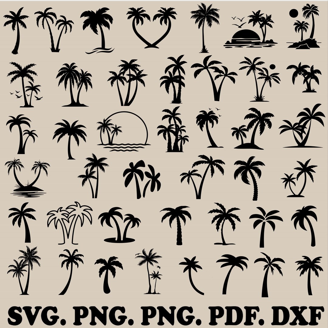 Palm Tree Svg Bundle, Tree Svg Bundle, Palm Tree Clipart, Palm Tree ...