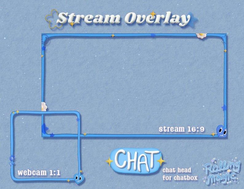 Blue Sky 3D Stream Overlay-pastel Blue-twitch Overlay-animated Screen ...