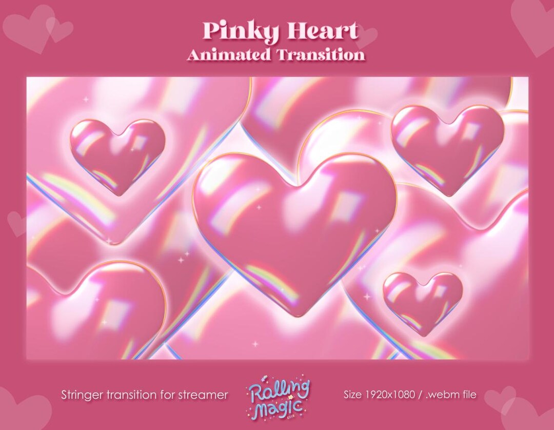 Pinky Heart Stream Transition, Pink Heart Effect, Pink Twitch Stream ...