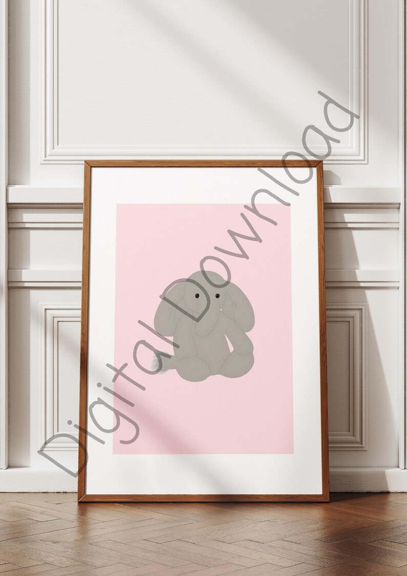 Jellycat Elephant Inspired A4 Poster: Kawaii Nursery Art (digital ...