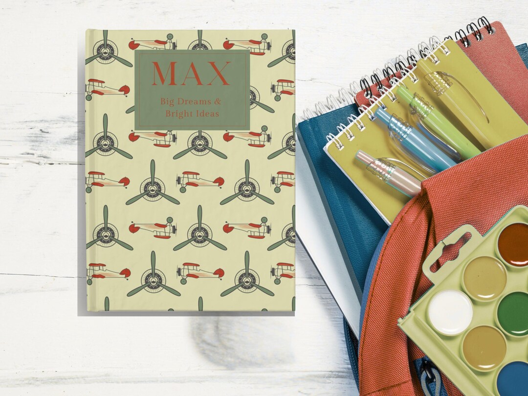 Personalized Boys Journal: Airplane Design, Custom Name Notebook - Etsy