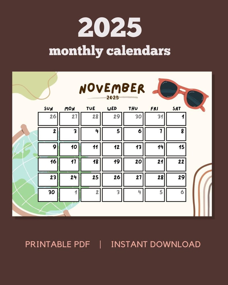 Printable Calendar 2025 2025 Printable Calendar Monthly Planner ...