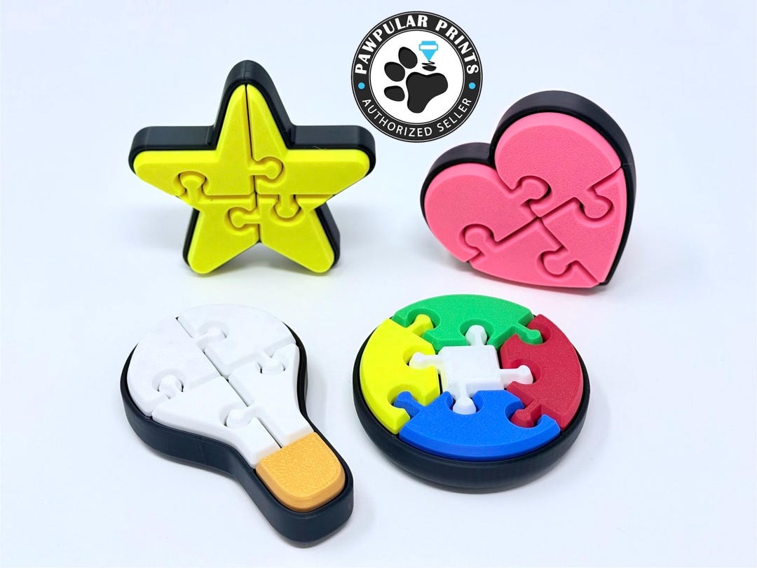 3D Printed Puzzle Clicker | Heart | Star | Light Bulb | Circle | Larsco ...