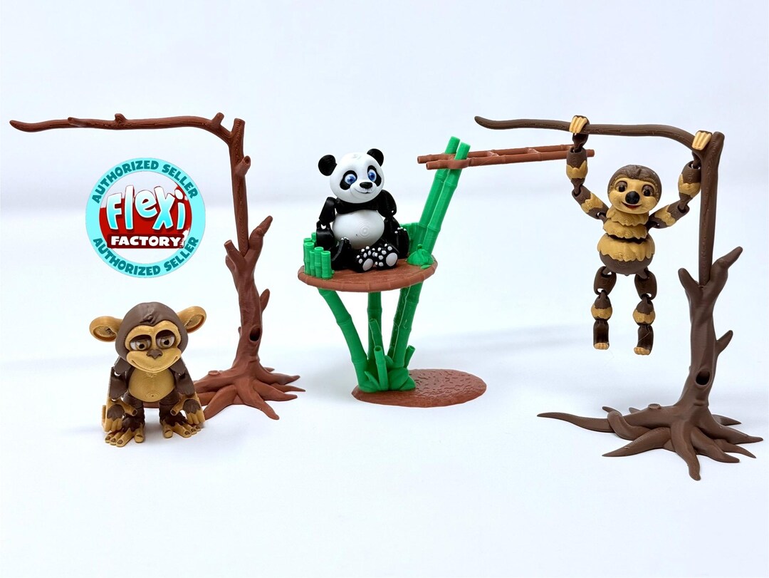 3D Printed Articulating Monkey, Panda, and Sloth | Plus Accessories ...