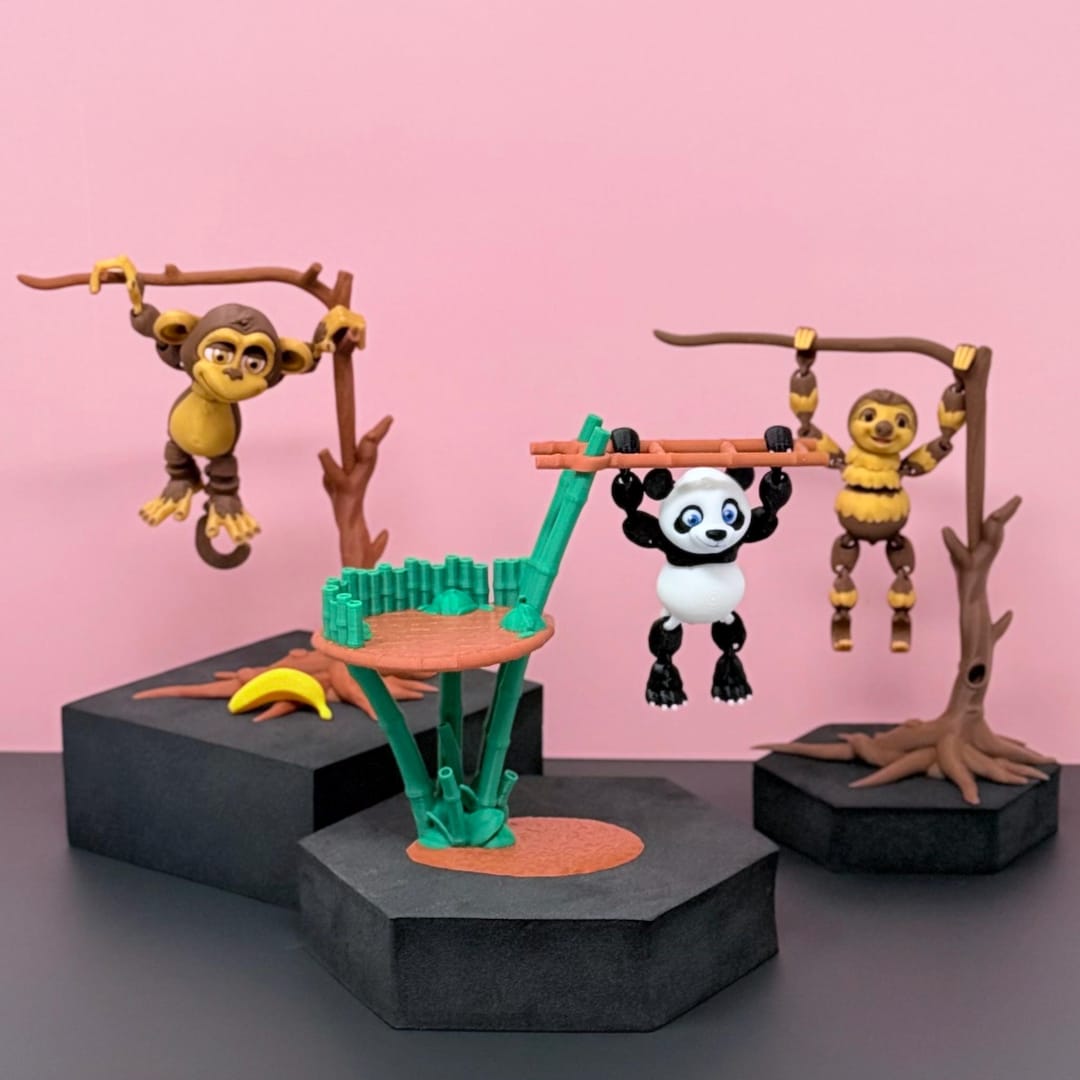 Flexi Monkey, Sloth, Panda Toys: Small, Multicolor 3D PLA - Etsy