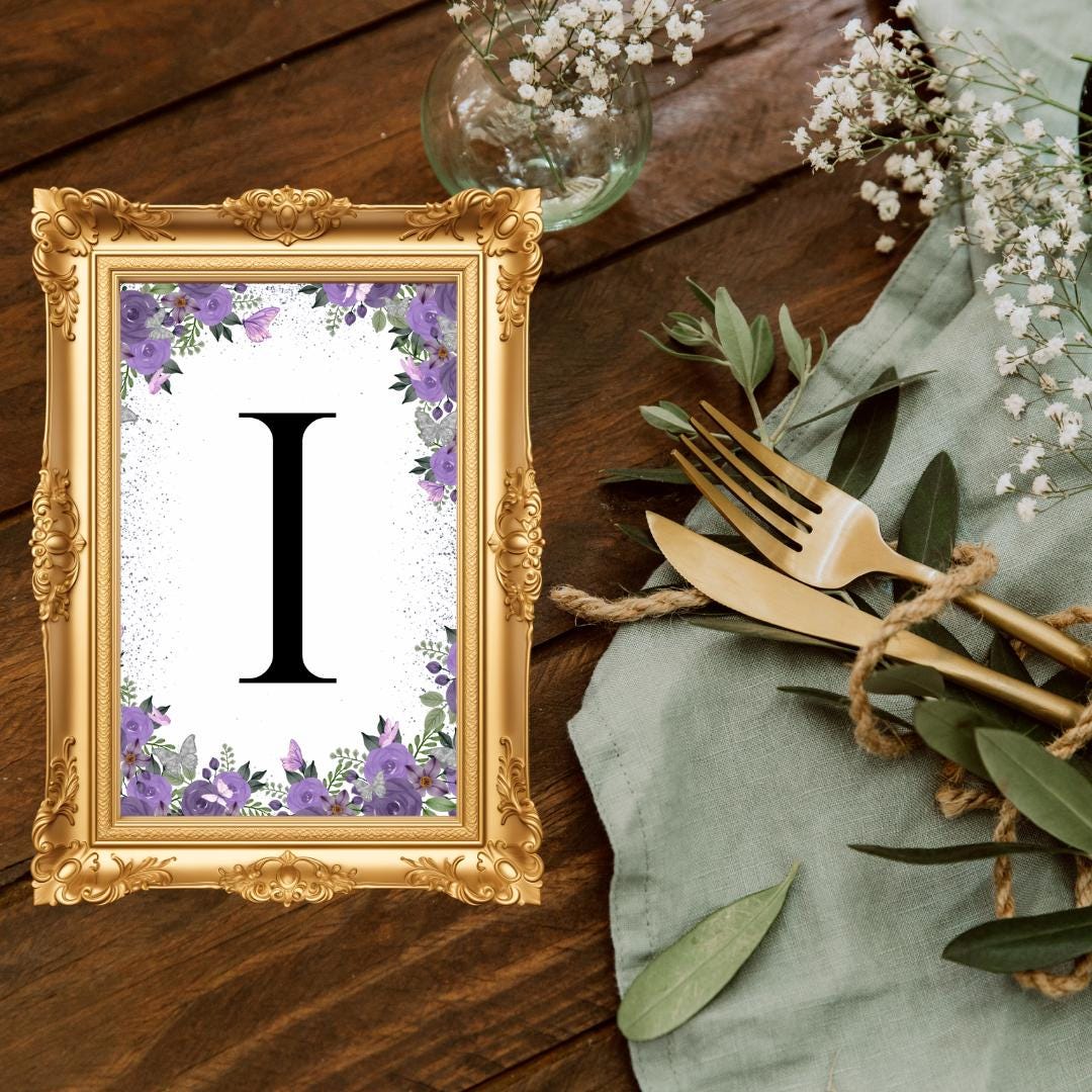 Editable Lilac Butterfly Garden Table Numbers, (1-12), Digital ...