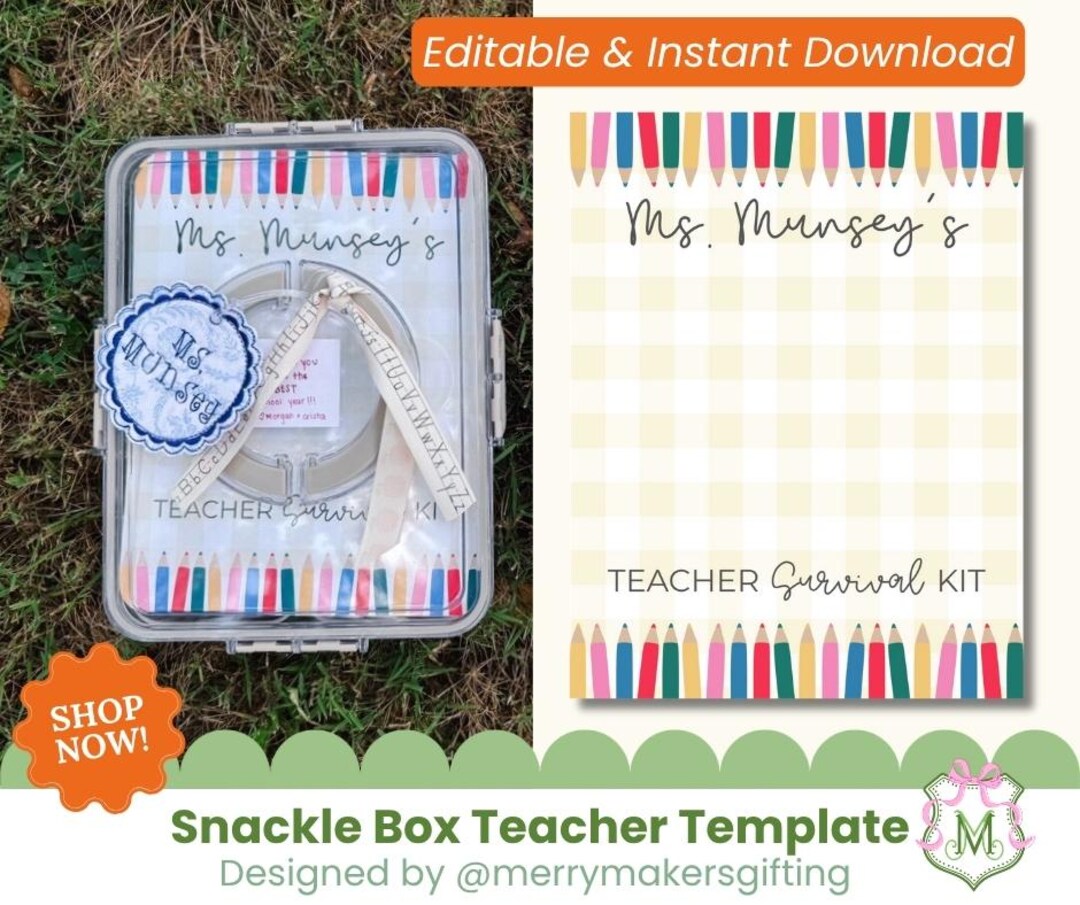 Teacher Snackle Box Top Printable – Teacher Survival Kit Snack Box ...