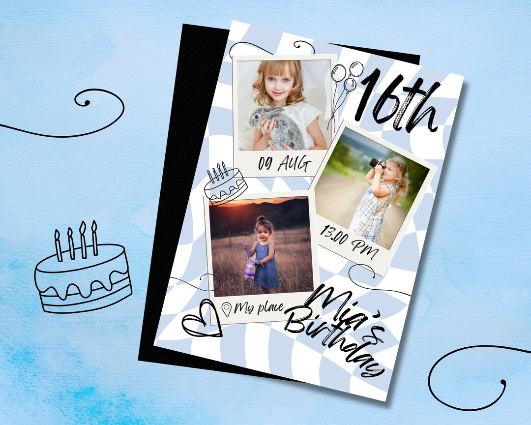 Editable Photo Collage Birthday Invitation | Customizable Polaroid ...
