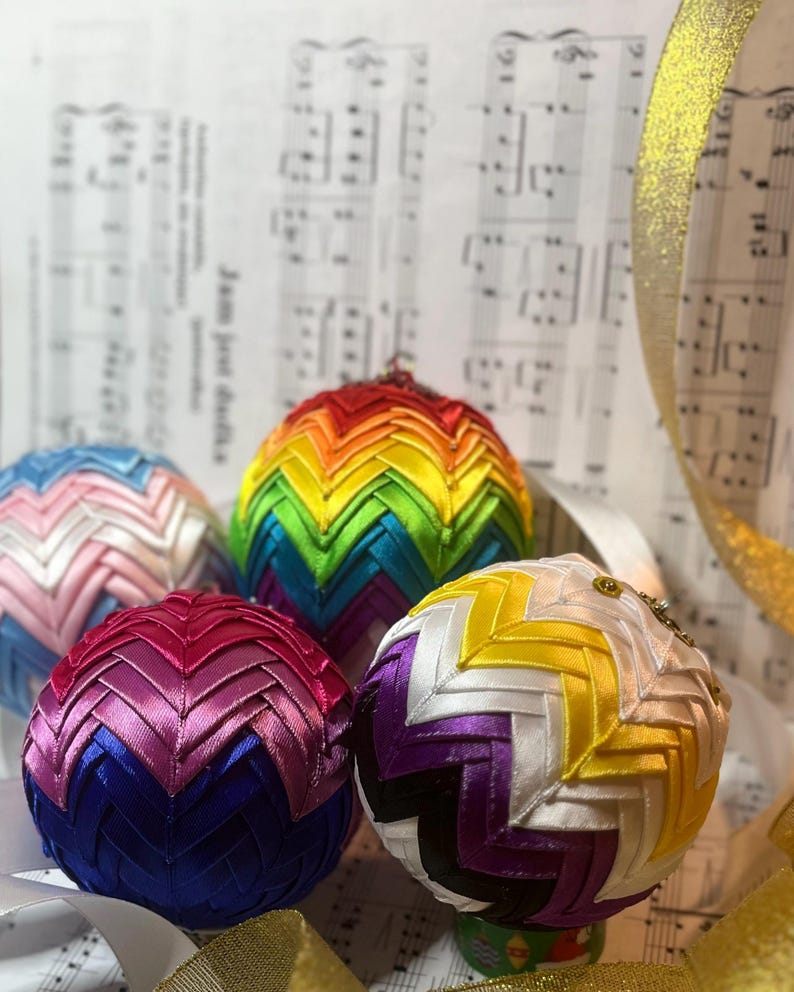 Pride & Shine Collection – Handmade LGBTQ+ Ribbon Christmas Baubles - Etsy