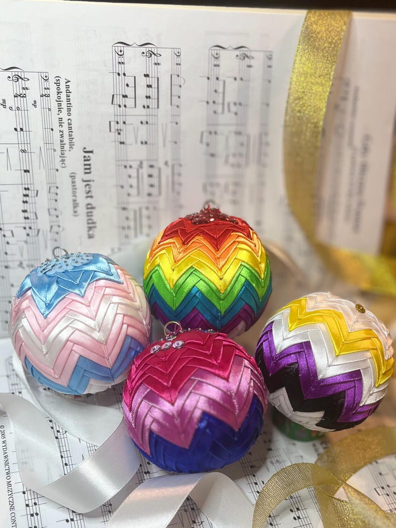 Pride & Shine Collection – Handmade LGBTQ+ Ribbon Christmas Baubles - Etsy