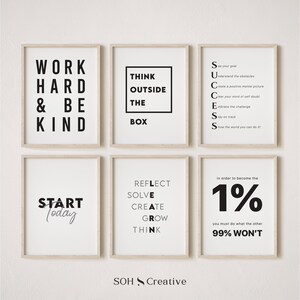 Office Wall Art, Set of 6, Printables, Home Office Decor, Motivational ...