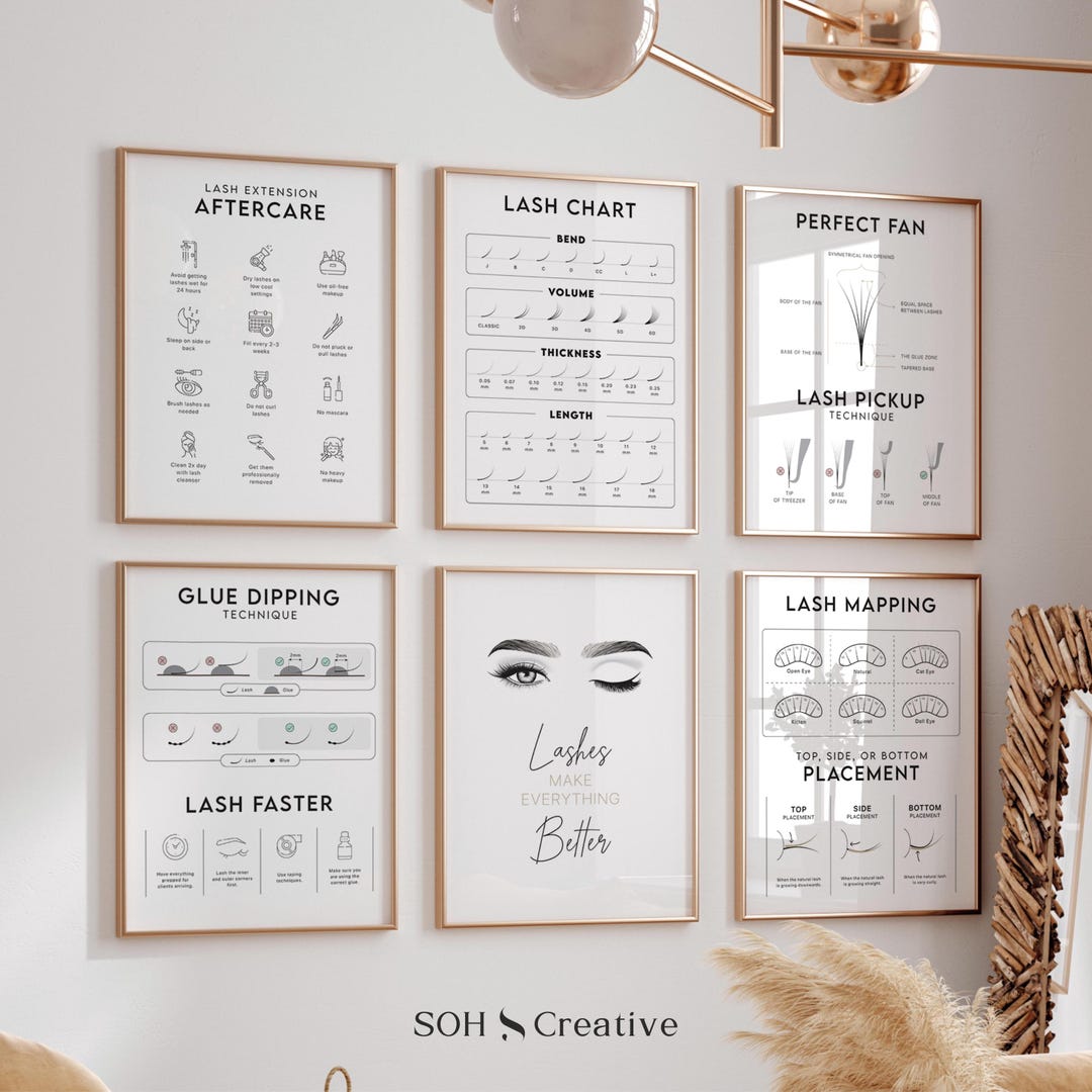 Eyelash Extension Chart, Lash Guide, Digital Printable Lash Chart, Lash ...