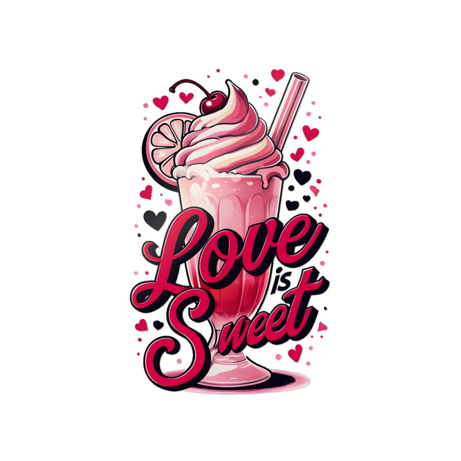 Heart Milkshake Die-cut Stickers, Valentines Day Love is Sweet Decals ...