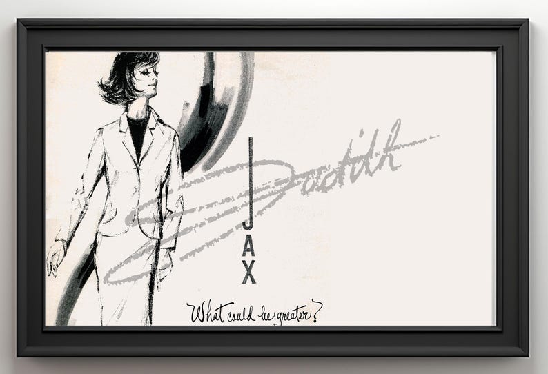 Vintage JAX Fashion Illustration Art Print - Digital Download - Retro ...