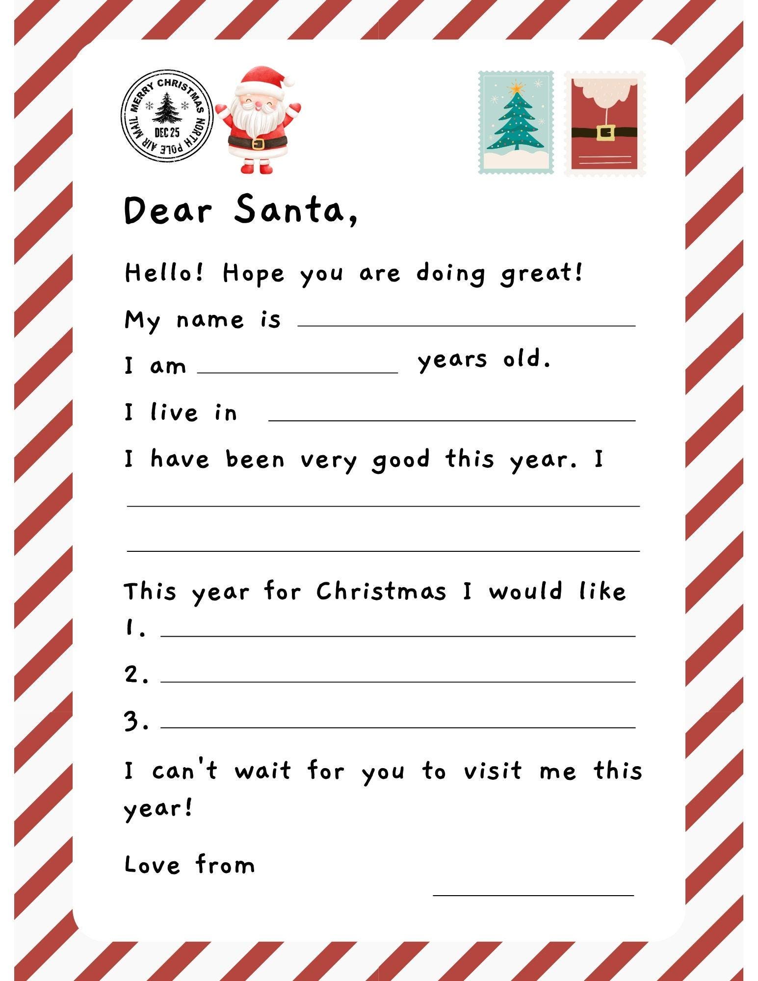Personalized Letter to Santa Claus – Write Your Own Message to Santa ...