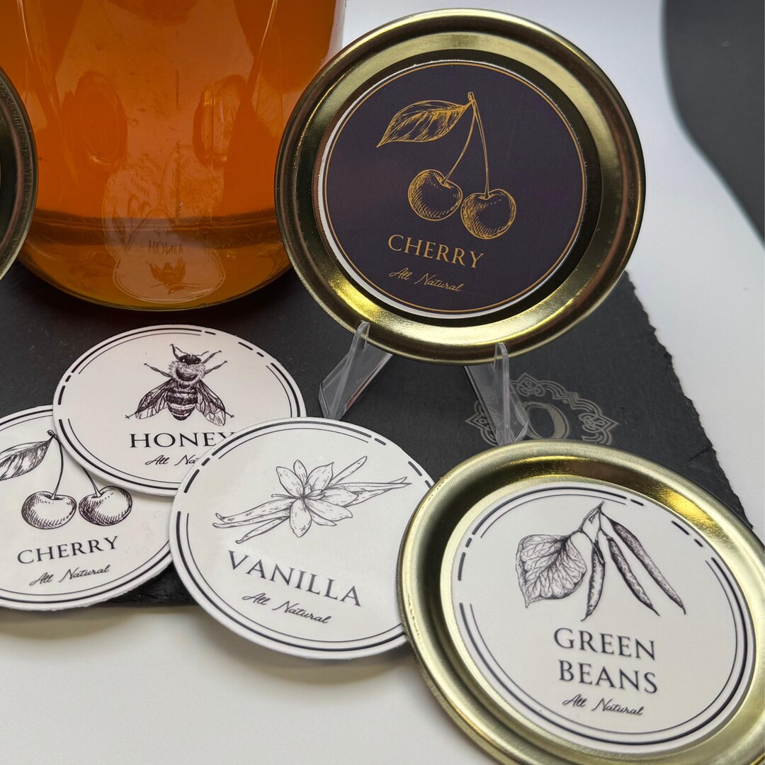 Vintage Mason Jar Sticker Top Labels Full Set 37 Spices, Fruits, and ...