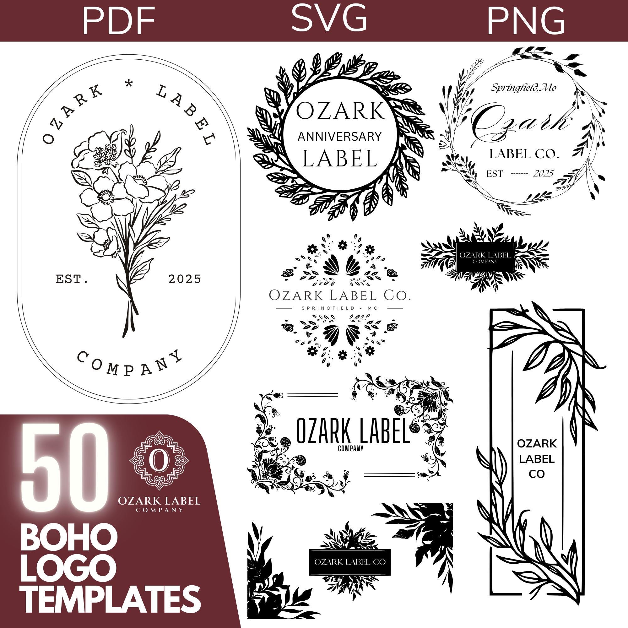 BOHO Logo 50 Templates Bundle - Editable Unique Logo Designs Digital ...