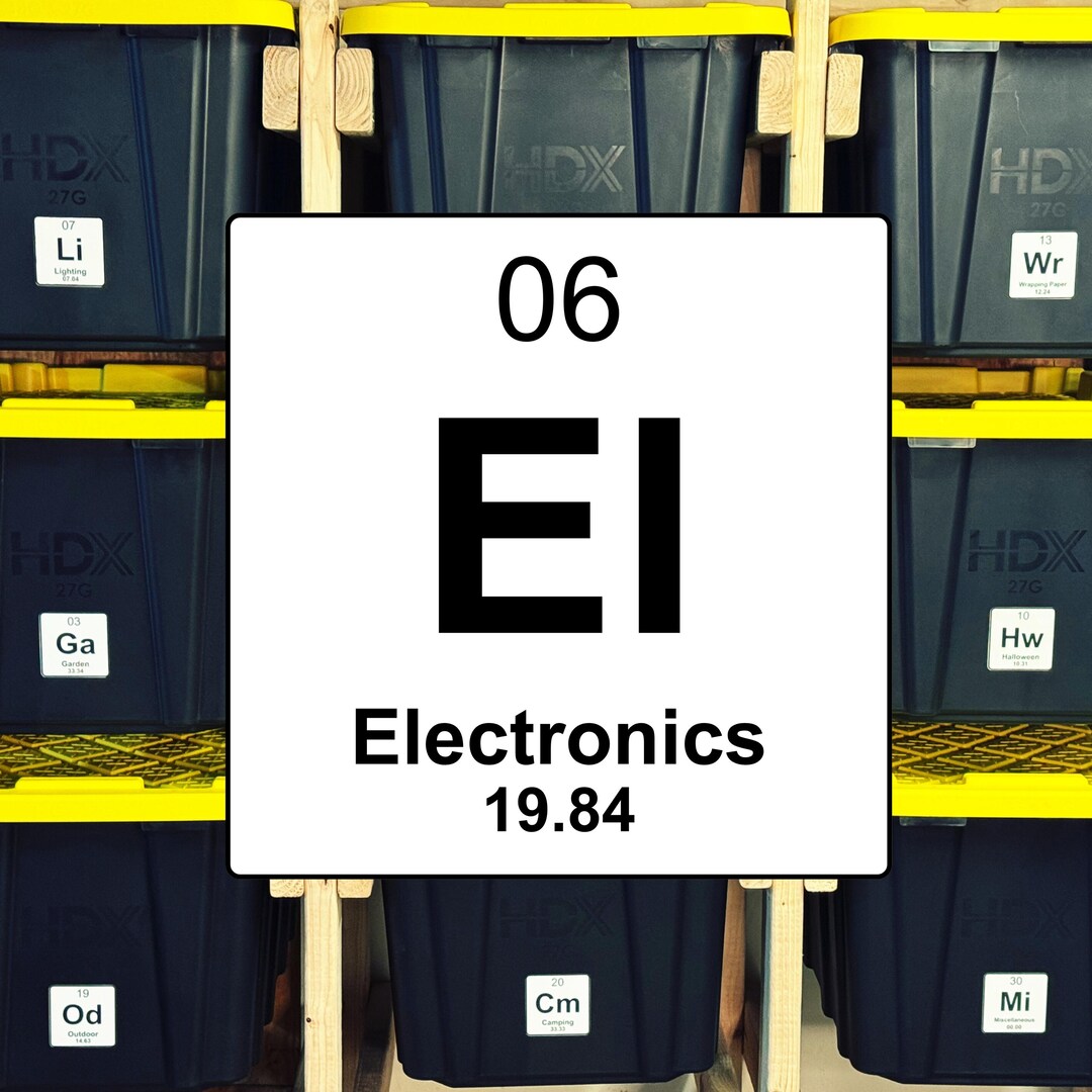 Storage Tote Labels for Garage and Home Set of 45 Periodic Table ...