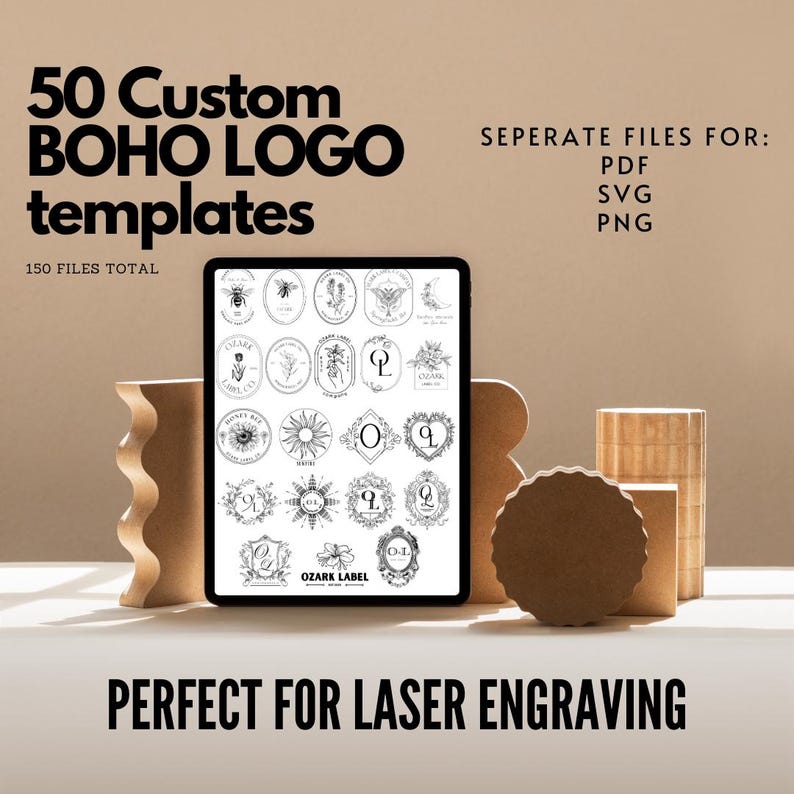 BOHO Logo 50 Templates Bundle - Editable Unique Logo Designs Digital ...