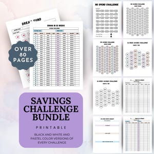 Printable Savings Challenge Bundle: Minimalist Trackers (digital ...