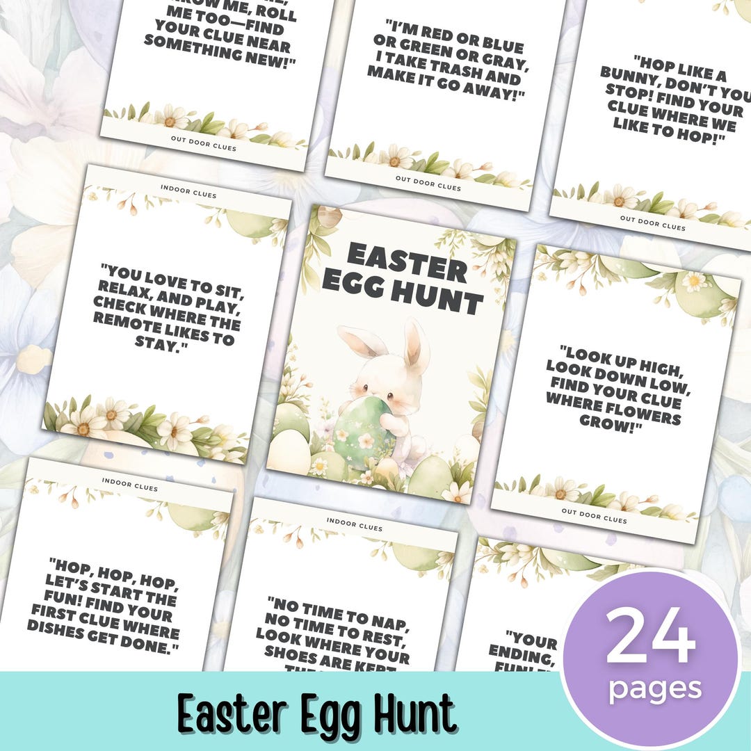 Easter Egg Hunt Clue Bundle, Indoor & Outdoor, Easter Activities, Kids ...