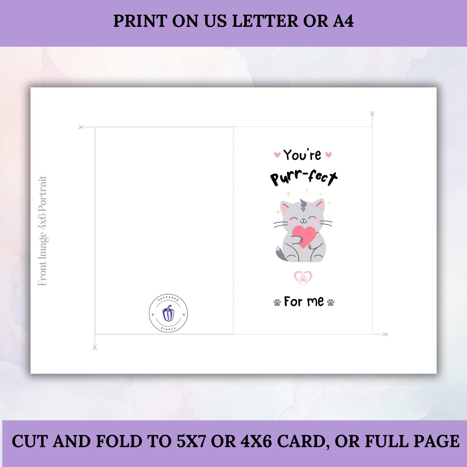 Cat Themed Valentine's Day or Anniversary Card - You're Purr-fect for ...