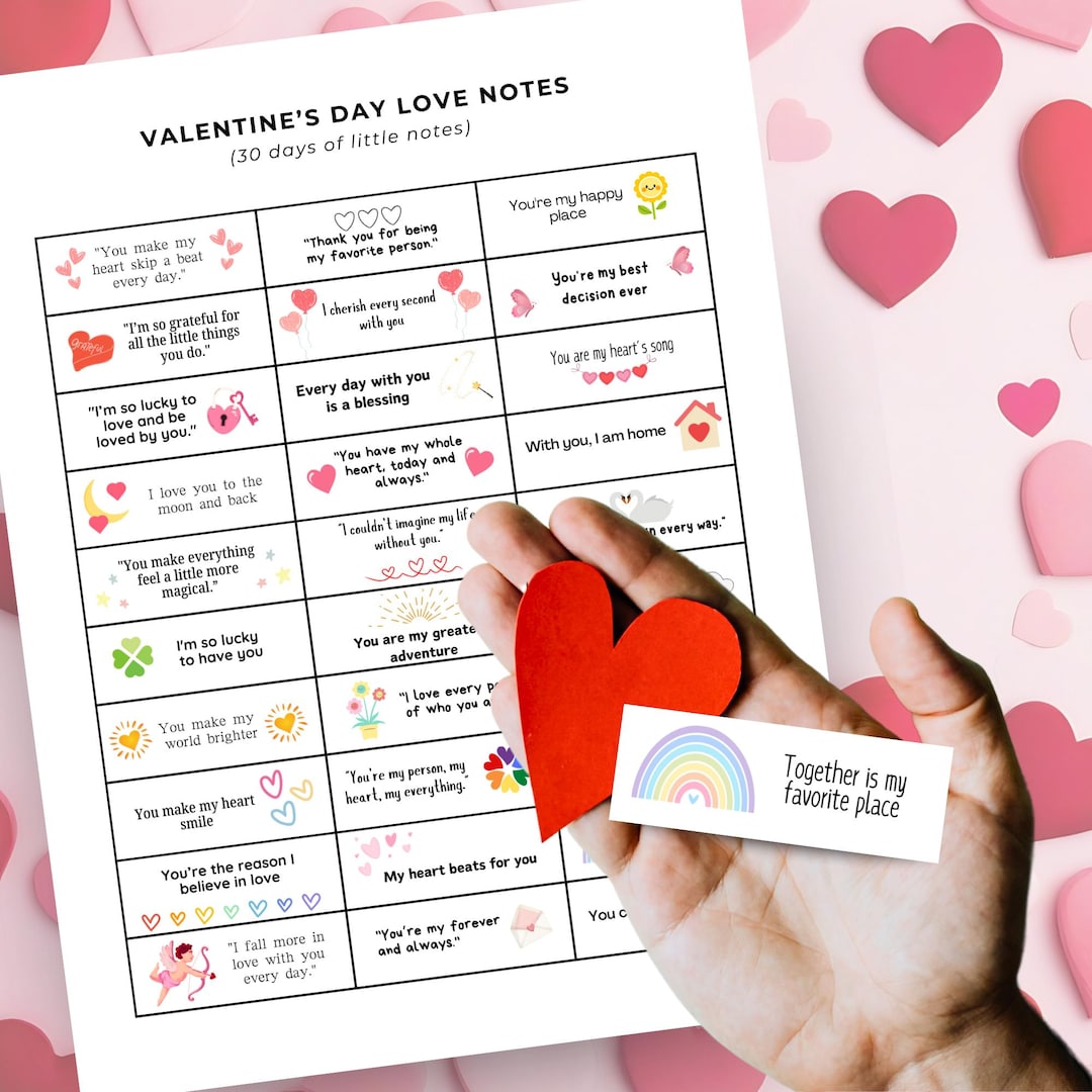 30 Printable Mini Love Notes, Tiny Love Notes, Pocket Love Notes ...