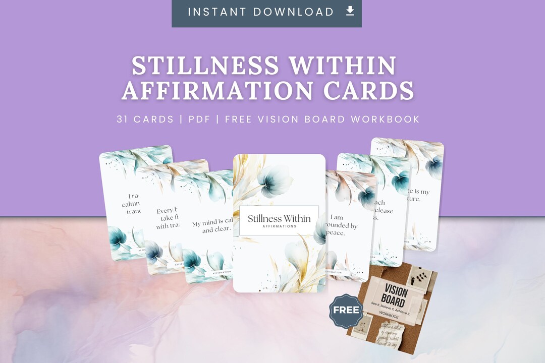 31 Printable Peaceful Affirmation Cards for Stillness & Calm, Floral ...