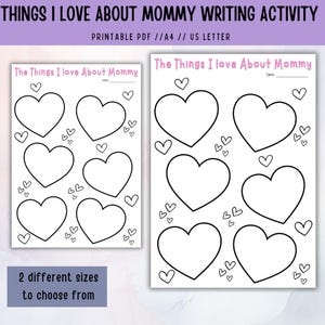 Things I Love Writing Activity, Things I Love About Mommy, Mothers Day ...