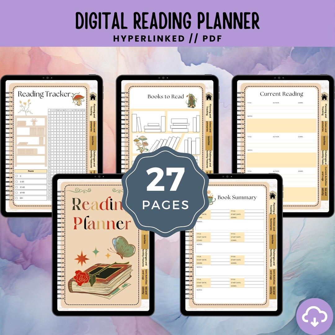 Digital Reading Tracker - 27 Pages, Reading Journal, Reading Log ...