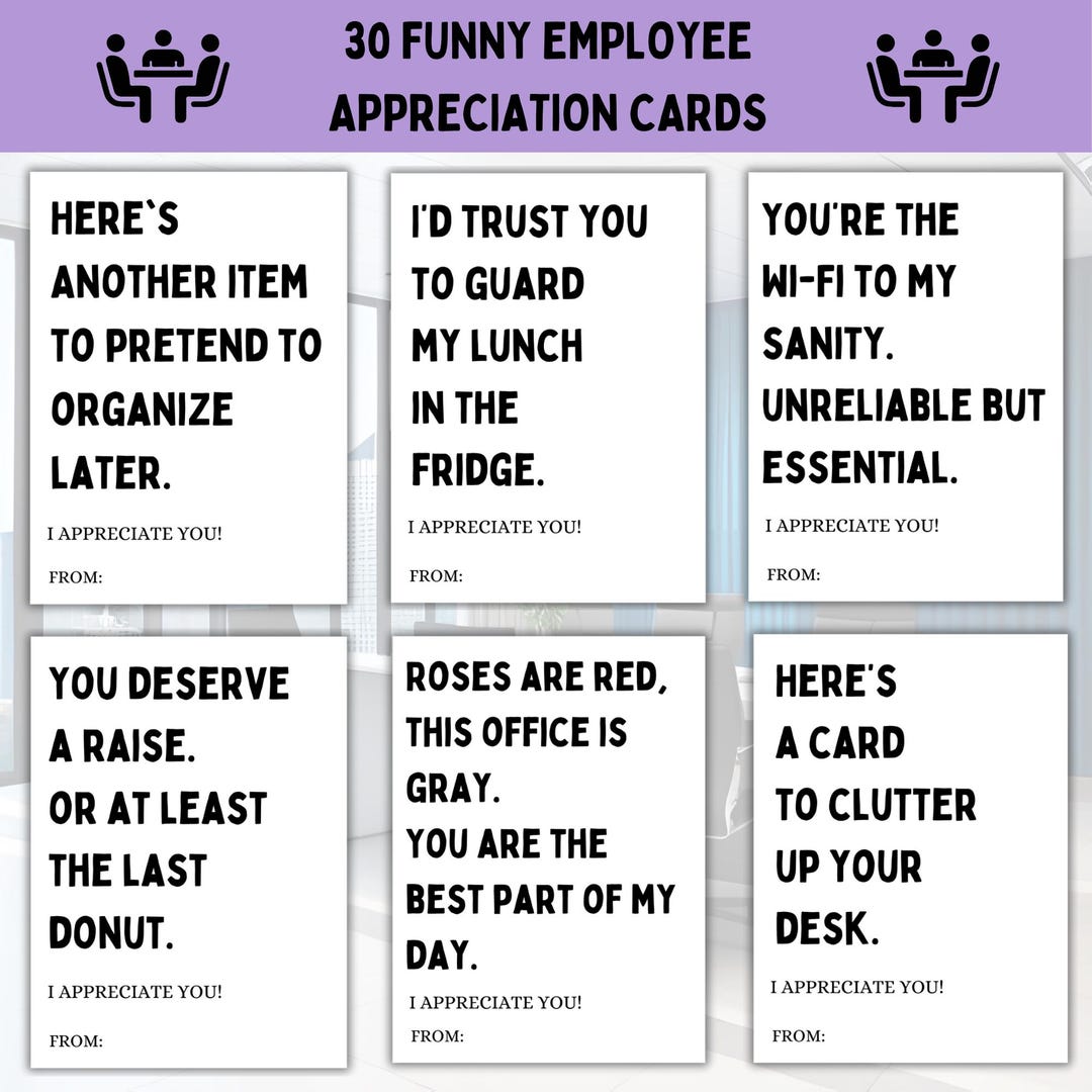 30 Funny Employee Appreciation Cards – Instant Download for Team Gifts ...