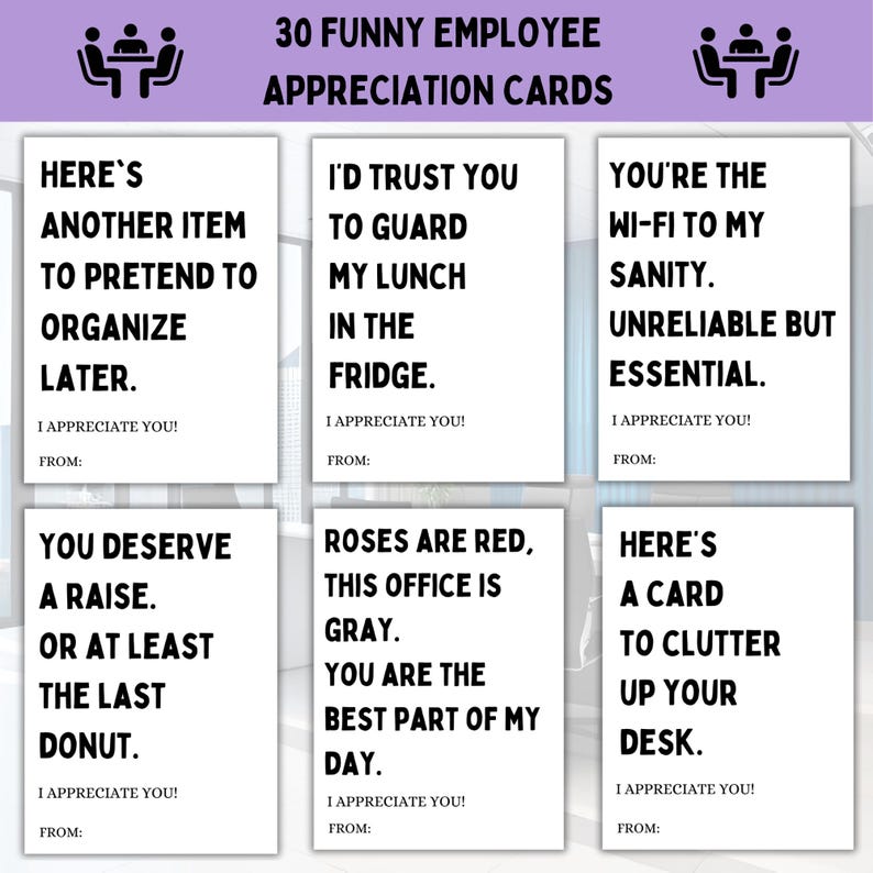 30 Funny Employee Appreciation Cards – Instant Download for Team Gifts ...
