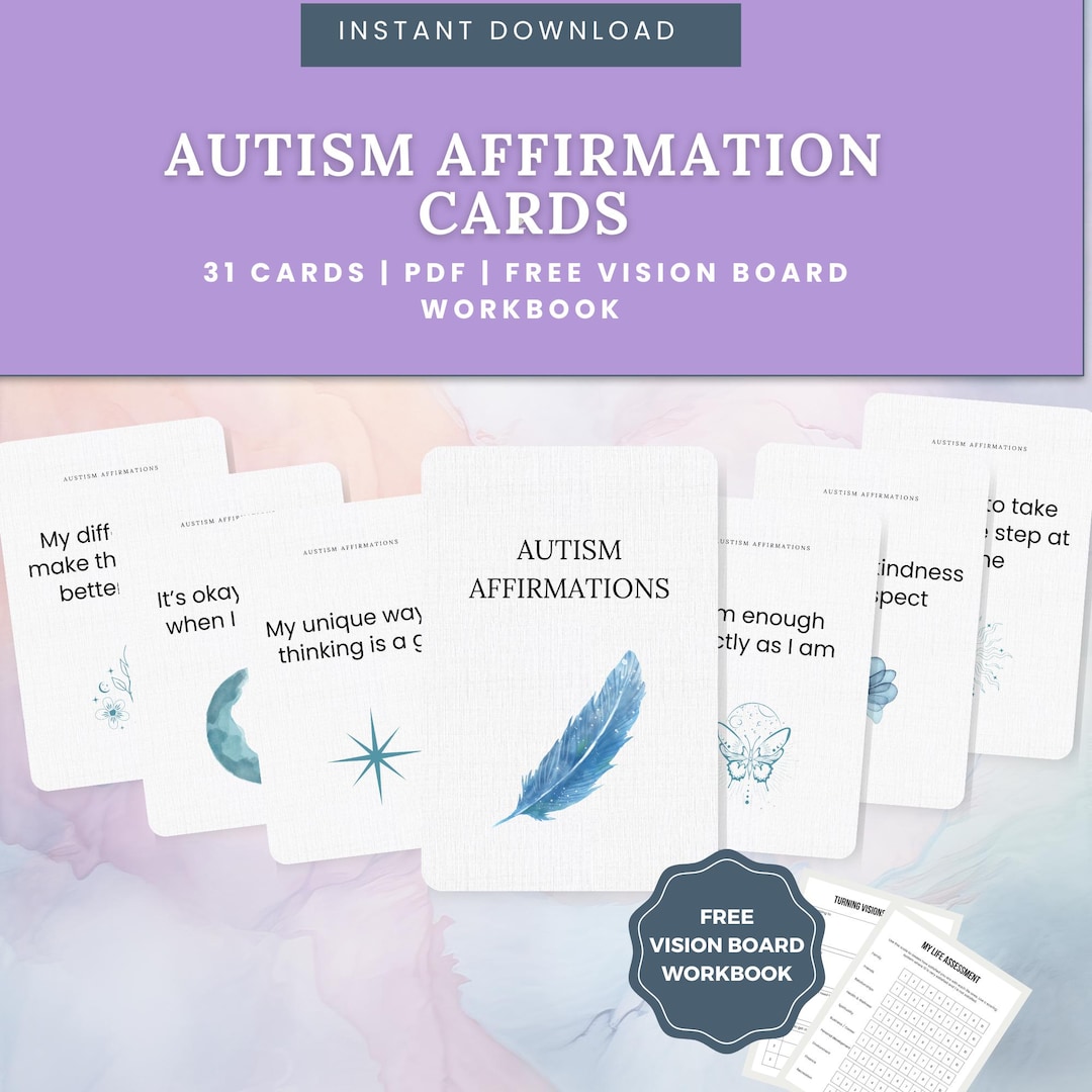 30 Printable Autism Affirmation Cards, Affirmations for Self-acceptance ...