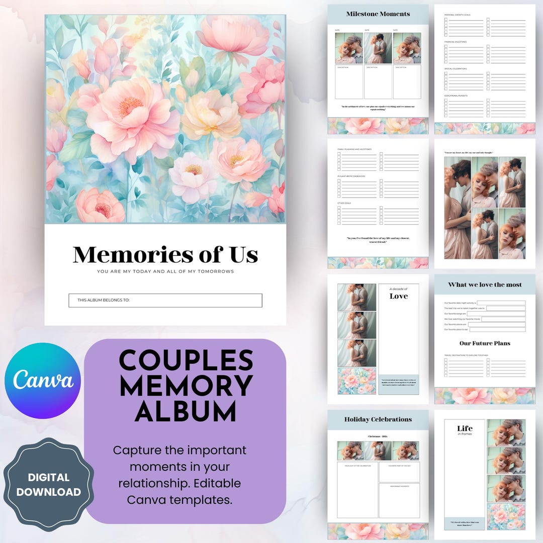 Couples Photo Journal Template, Customizable Keepsake Album for ...