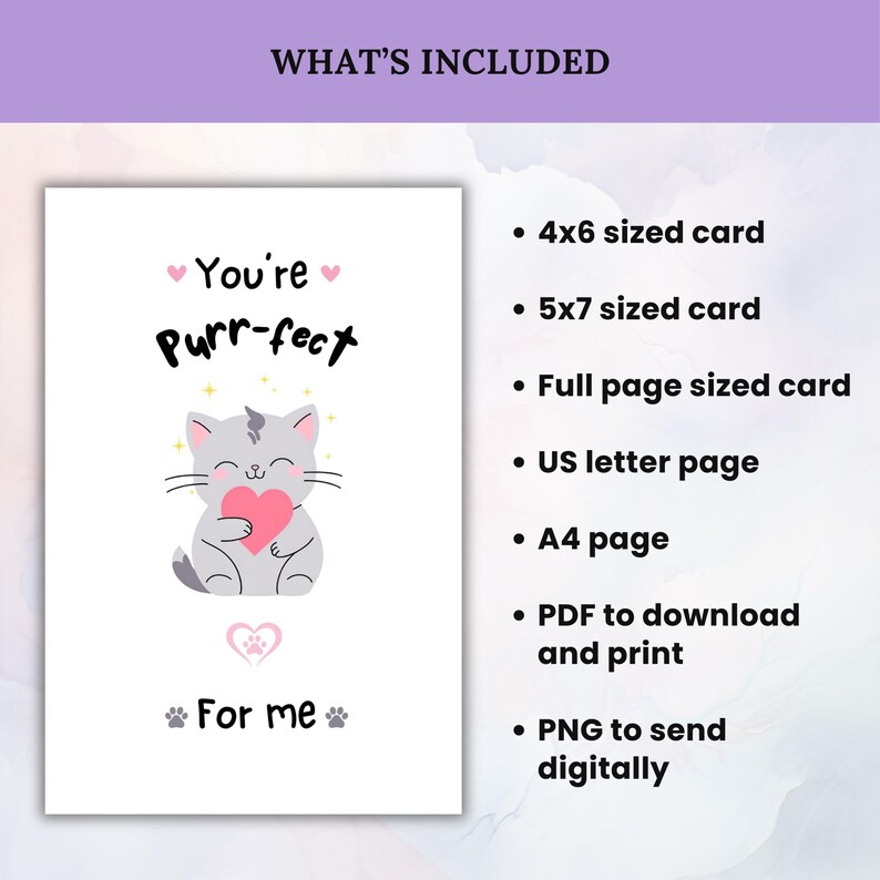 Cat Themed Valentine's Day or Anniversary Card - You're Purr-fect for ...