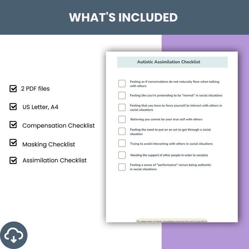 Autism Masking Checklist, Autism Resources & Printable Worksheets, 3 ...