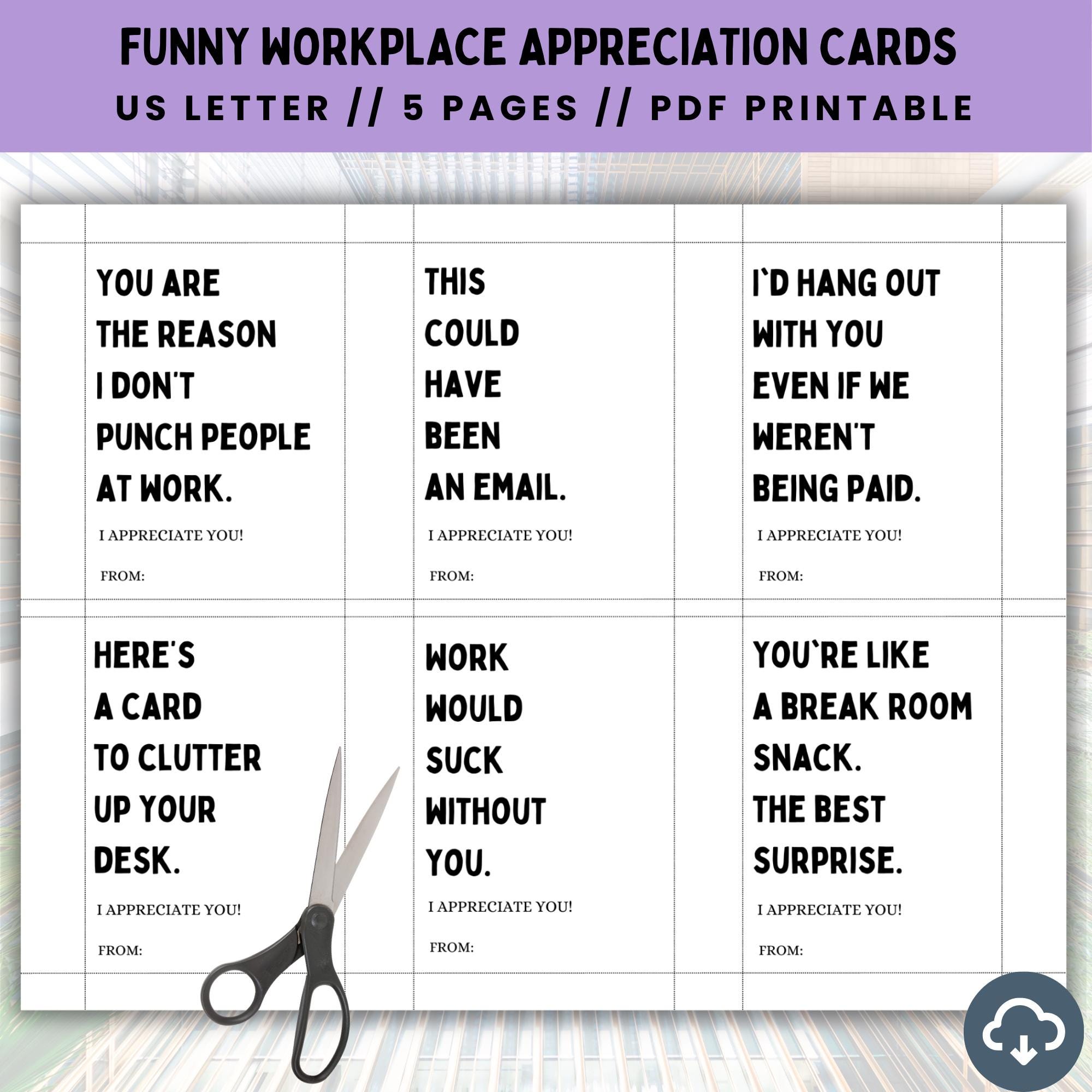 30 Funny Employee Appreciation Cards – Instant Download for Team Gifts ...