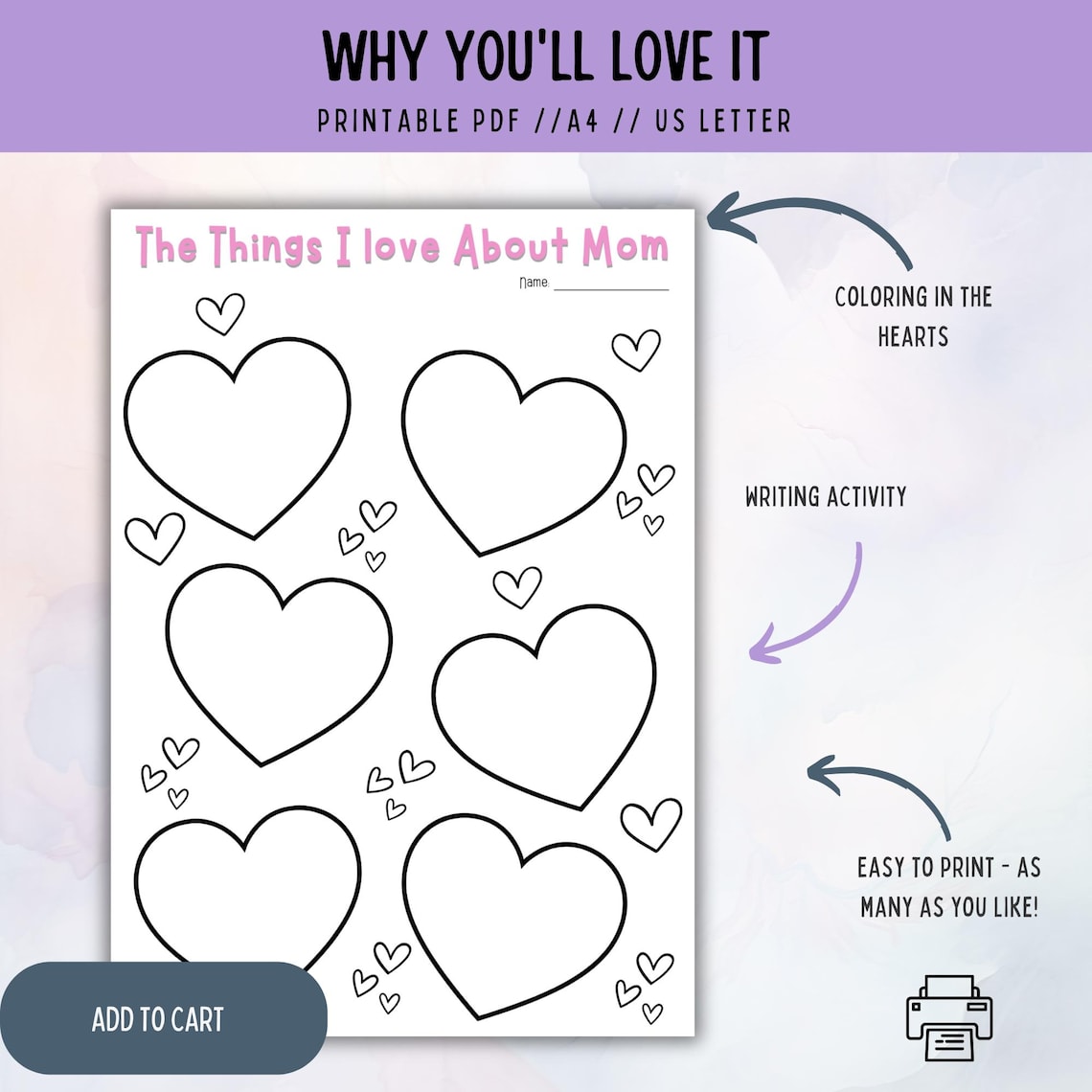 Mother's Day Printable: Things I Love About Mom Writing Activity (PDF ...
