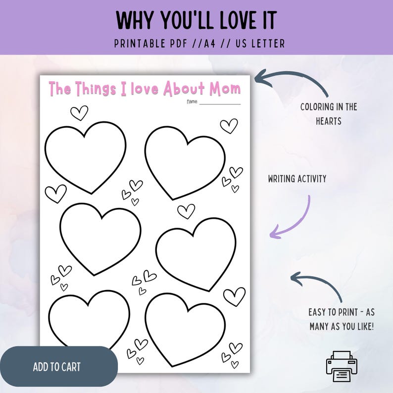 Mother's Day Printable: Things I Love About Mom Writing Activity (PDF ...