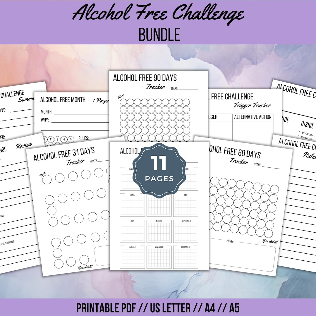 Printable Sobriety Tracker, Alcohol-free Challenge (PDF Download) - Etsy