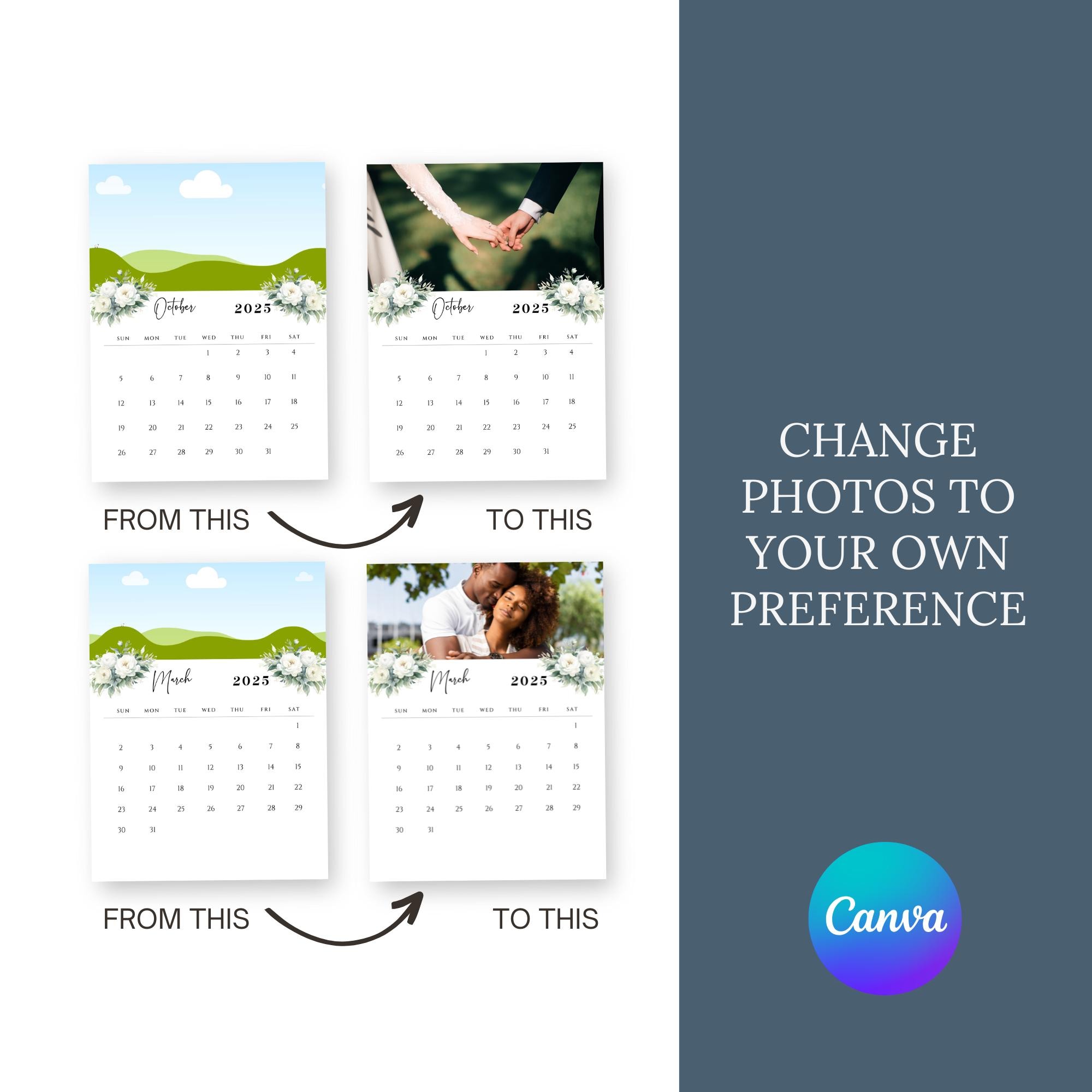 2025 Year Couples Photo Calendar, Album Calendar, Editable ...