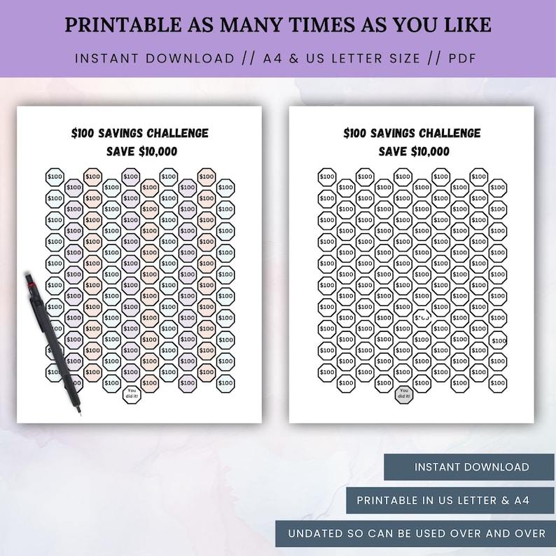 Printable Savings Challenge Bundle: Minimalist Trackers (digital ...