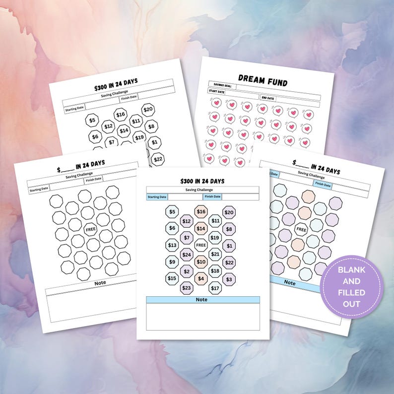 Printable Savings Challenge Bundle: Minimalist Trackers (digital ...
