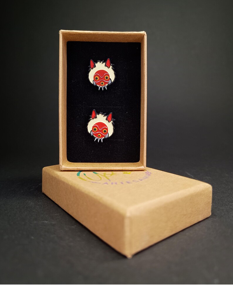 Handcrafted Princess Mononoke Wolf Mask Earrings Unique Anime Jewelry ...