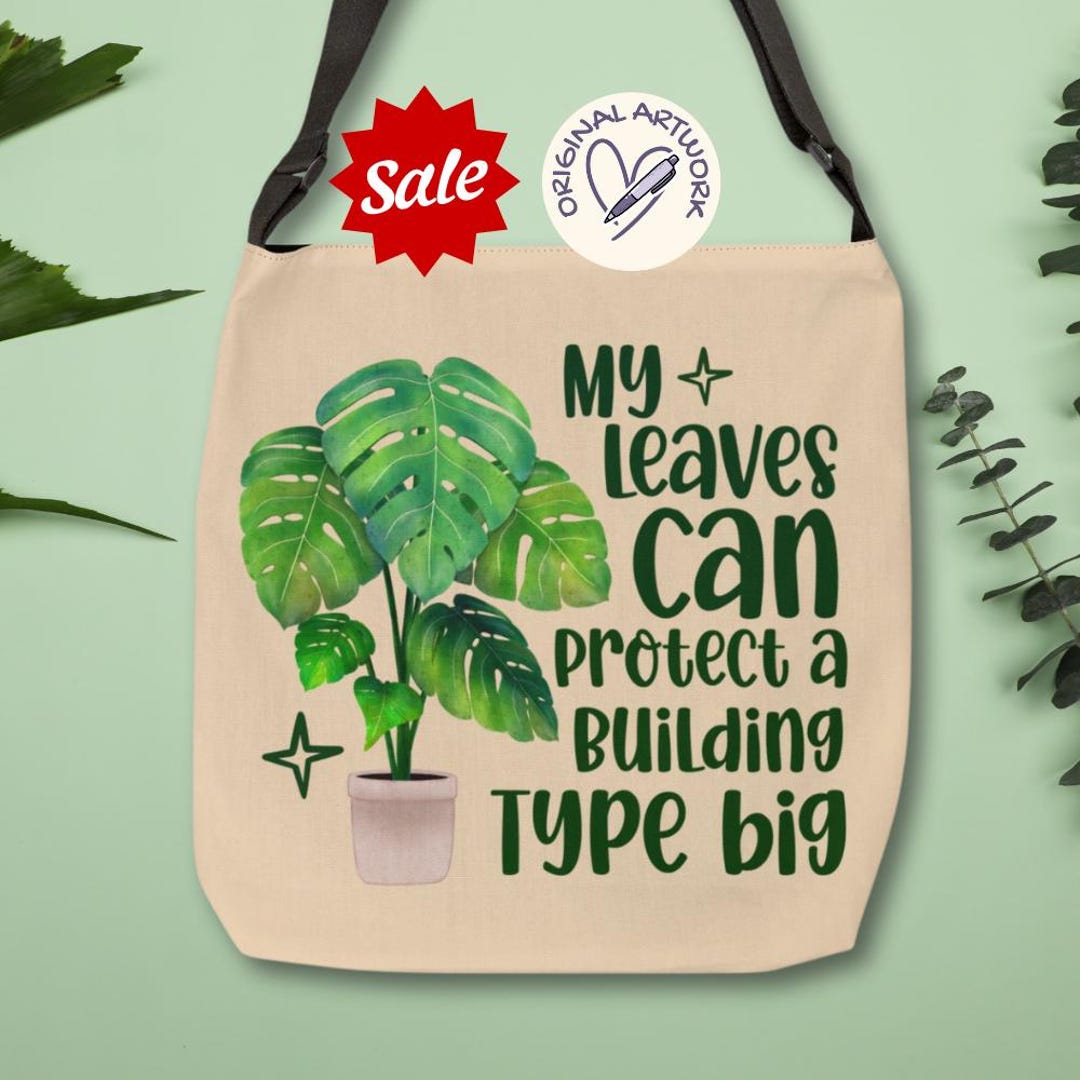 Monstera Adjustable Tote Bag, Hand-drawn Design, Gift for Plant Lovers ...
